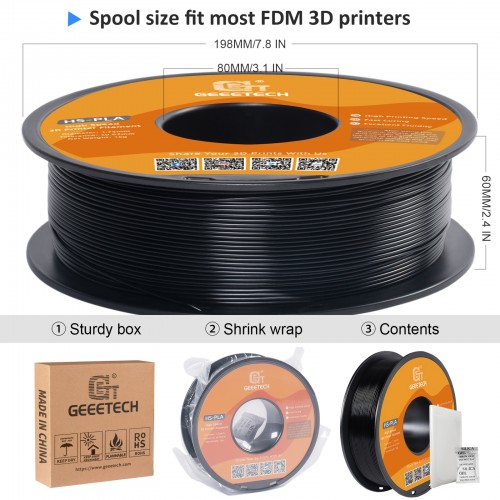 High Speed PLA 3D Printer Filament Black -1.75mm | Geeetech