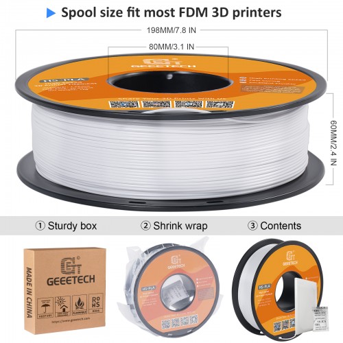 High Speed PLA 3D Printer Filament White-1.75mm | Geeetech