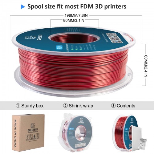 PLA Silk Dual Color ( Black+ Red ) 3D Printer Filament | Geeetech