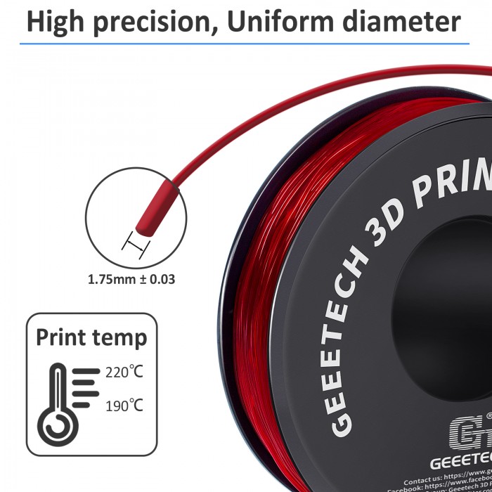 TPU 3D Printer Filament Transparent Red-1.75mm | Geeetech