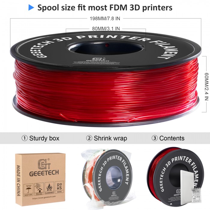 TPU 3D Printer Filament Transparent Red-1.75mm | Geeetech