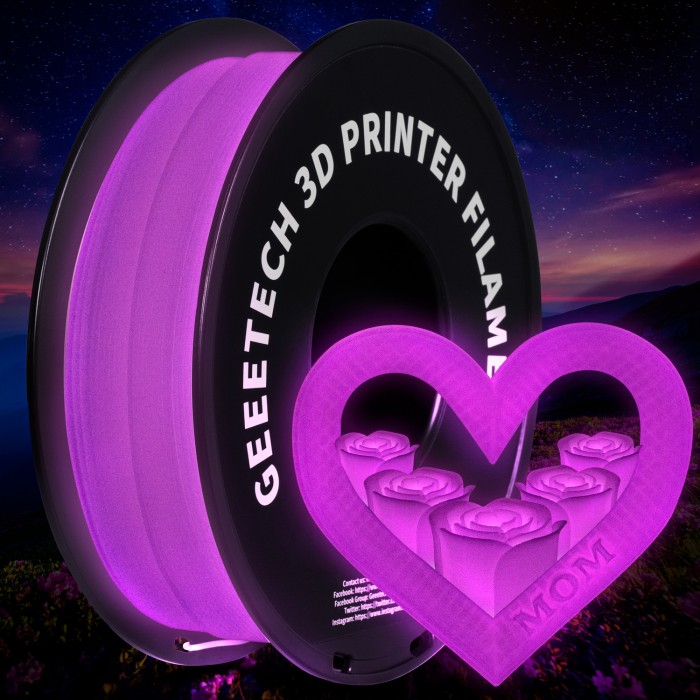 Glow in the Dark PLA Rose Red 3D Printer Filament | Geeetech