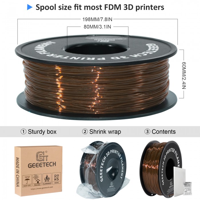 TPU 3D Printer Filament Transparent Brown-1.75mm | Geeetech