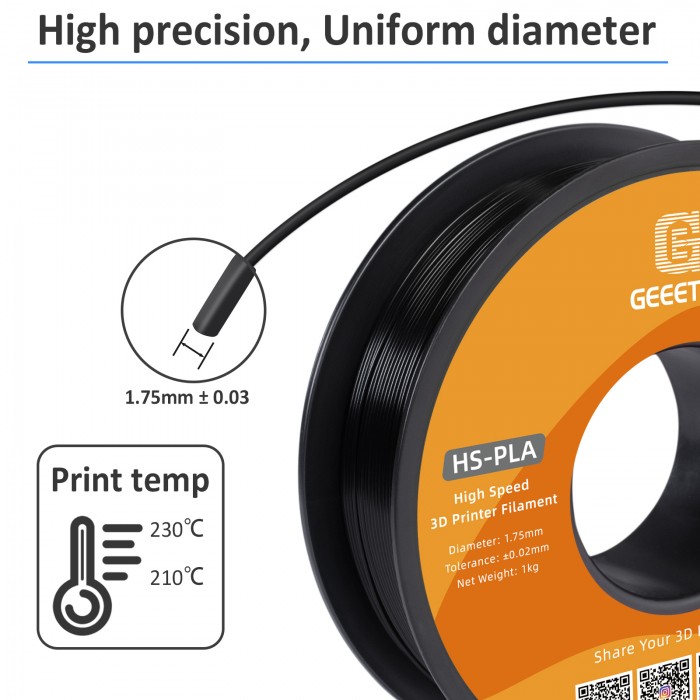 High Speed PLA 3D Printer Filament Black -1.75mm | Geeetech