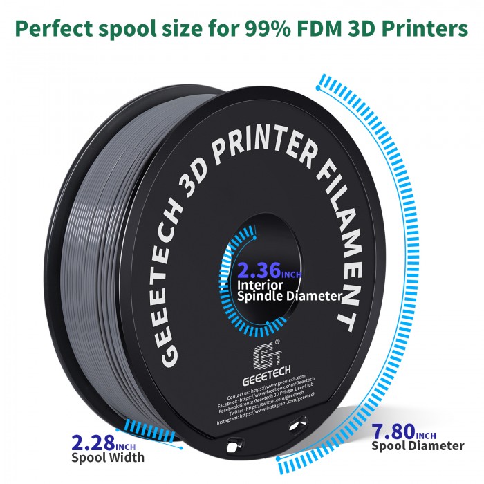 ABS+ 3D Printer Filament Grey-1.75mm | Geeetech