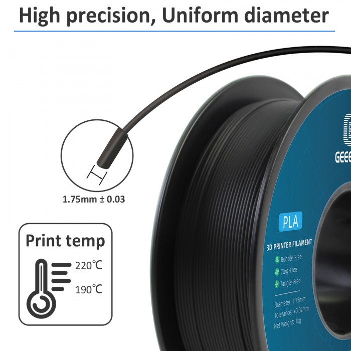 PLA Black Carbon Fiber 3D Printer Filament | Geeetech