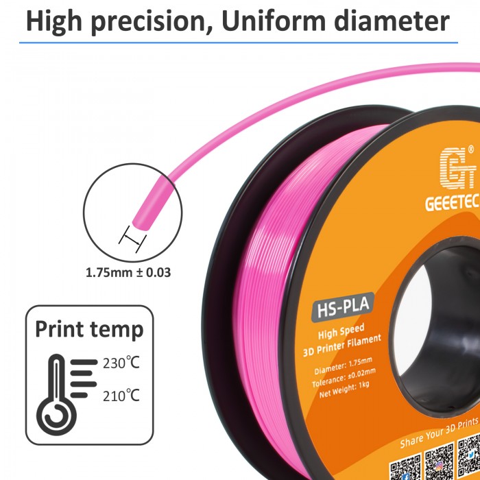 High Speed PLA 3D Printer Filament Pink-1.75mm | Geeetech