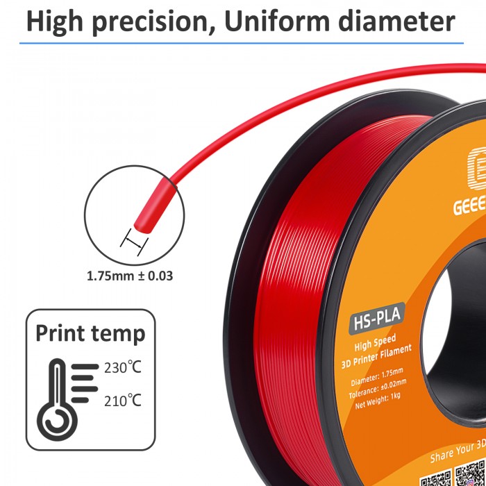 High Speed PLA 3D Printer Filament Red-1.75mm | Geeetech