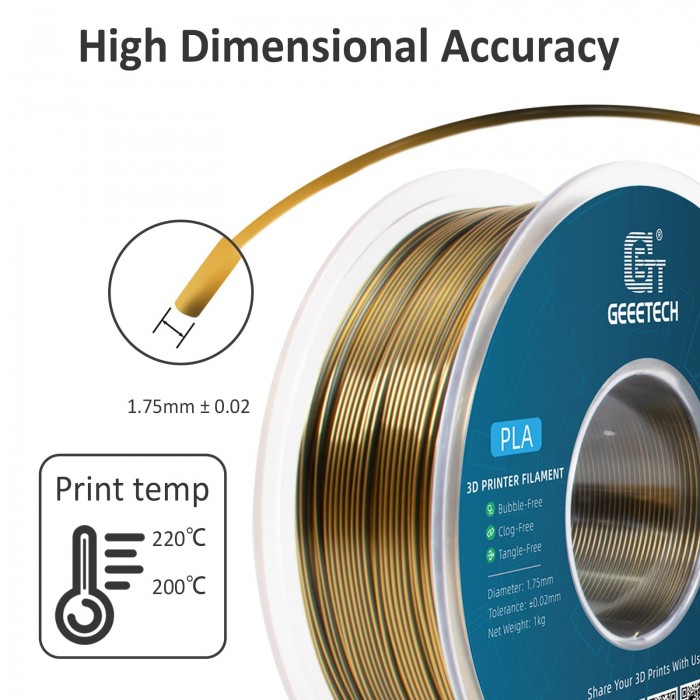 PLA Silk Dual Color ( Gold+Black ) 3D Printer Filament | Geeetech