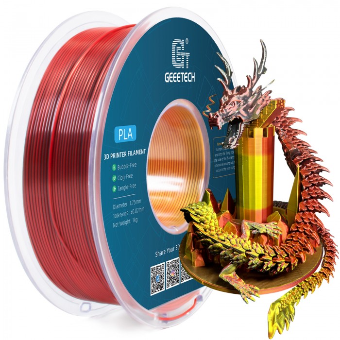 PLA Silk Tricolor ( Red+Gold+Black ) 3D Printer Filament | Geeetech