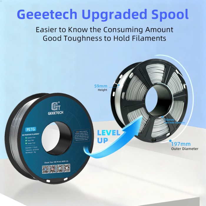 Silver PETG 3D Printer Filament-1.75mm | Geeetech