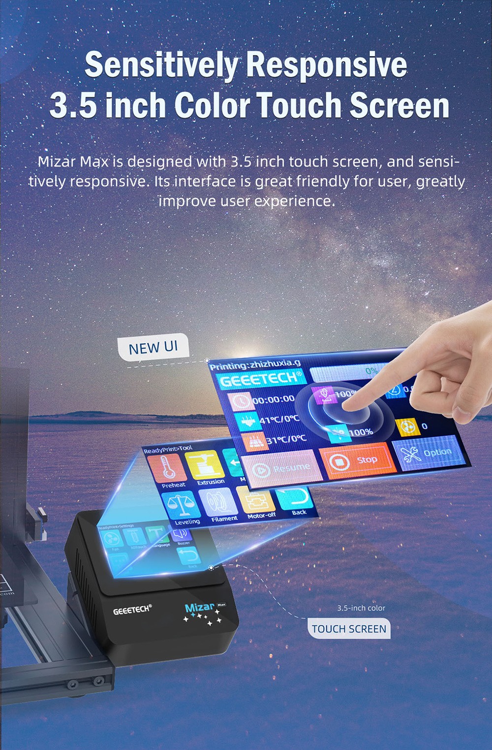 Mizar Max Touch Screen 3D Printer | Geeetech